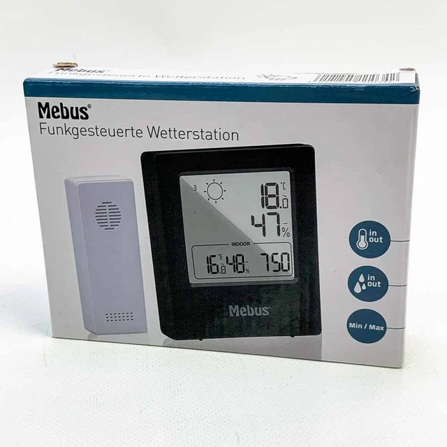 MEBUS AN1201 FUNK- Wetterstation mit Außensensor Hygrometer Thermometer ...
