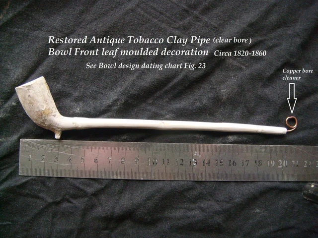 ANTIQUE VICTORIAN TOBACCO clay pipe restored with clear airway 1820 ...