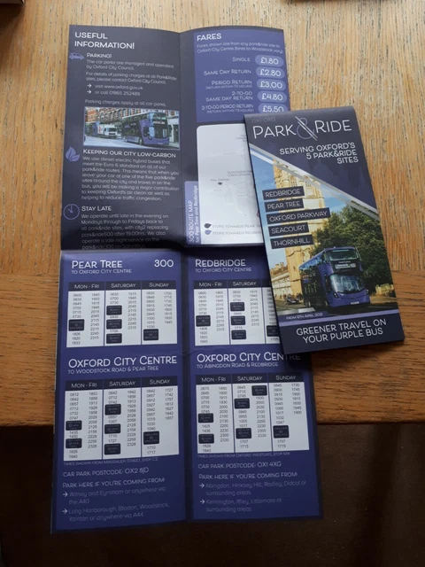 OXFORD BUS COMPANY Park & Ride route map/timetable April 2021 edition ...