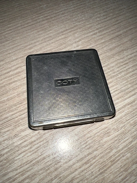 VINTAGE ART DECO 1930s Coty small Silver tone compact, Paris France ...