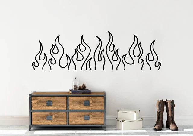 FLAMES OUTLINE DESIGN Fire JDM Cars Camper Wall Art Decal Vinyl Sticker ...