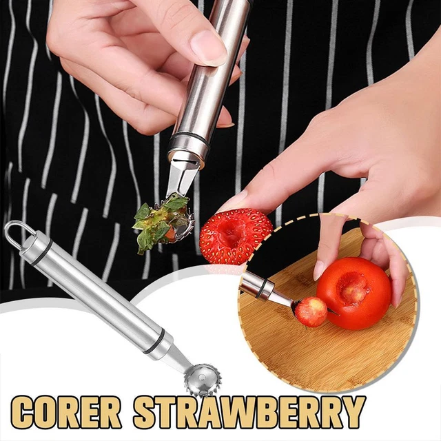 STAINLESS STEEL TOMATO Corer Strawberry Huller Stem Remover Fruit ...