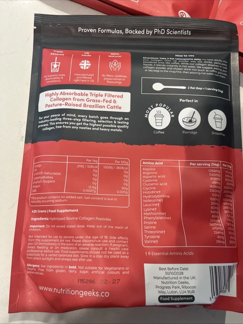 NUTRITION GEEKS COLLAGEN Glow Up Powder £21.50 - PicClick UK