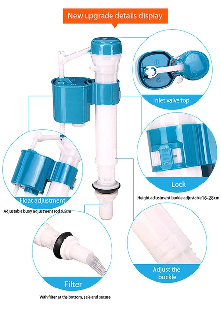 ADJUSTABLE TOILET VALVE Bottom Entry Float Cistern Fill Valve Universal ...