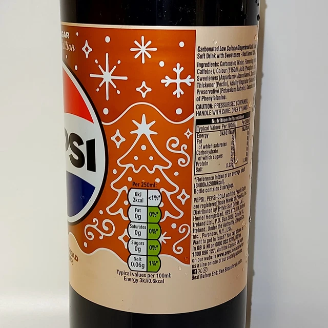 PEPSI ZERO SUGAR Gingerbread Flavour 2L Christmas Limited Edition ...