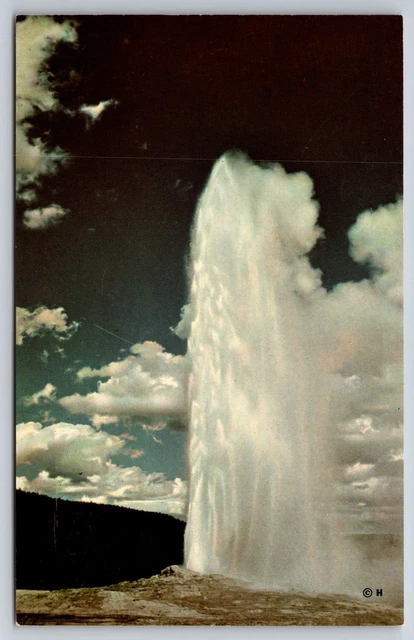 VTG POSTCARD YELLOWSTONE National Park Geyser Eruption Old Faithful USA ...