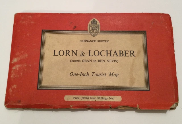 VTG ORDNANCE SURVEY 1” CLOTH TOURIST MAP “LORN & LOCHABER” (inc Oban ...