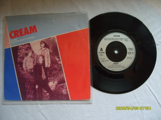 CREAM (ERIC CLAPTON) BADGE RSO RECORDS UK 7" VINYL SINGLE in PICTURE ...