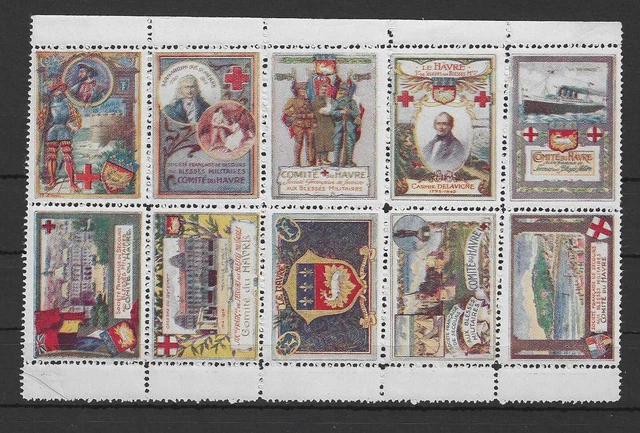 POSTER STAMP, VIGNETTE, Cinderella. WW1 Croix Rouge - Comité du Havre ...