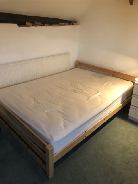 WOODEN DOUBLE BED Frame And Mattress Used £1.00 - PicClick UK
