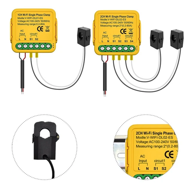 SMART ENERGY METER with Current Transformer Clamp WiFi Enabled Power ...