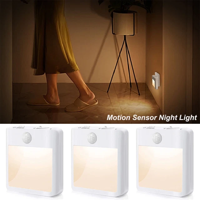 PLUG IN PIR Motion Sensor Hallway Plug Socket LED Night Light White ...