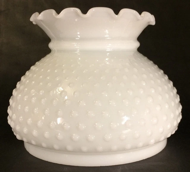 7& MILK GLASS White Hobnail Student Kerosene Oil Electric Table Lamp ...