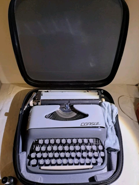 MACHINE À ÉCRIRE ancienne Consul portable avec sa Malette, Parfait état ...
