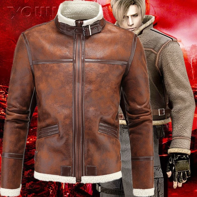 RESIDENT EVIL 4 Leon Kennedy Jacket Coat Light Brown Cosplay Costume ...