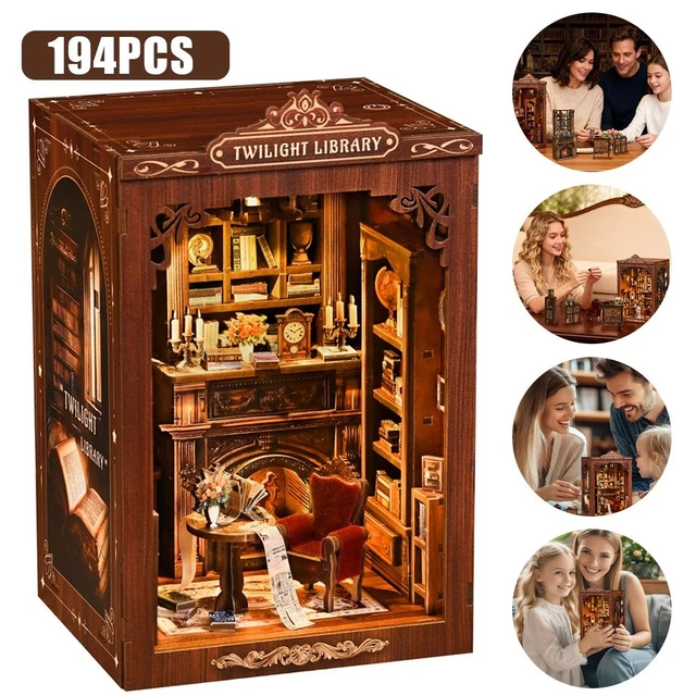 BOOK NOOK SAGITERRA Dollhouse Kit Bookshelf Decor DIY Miniature ...