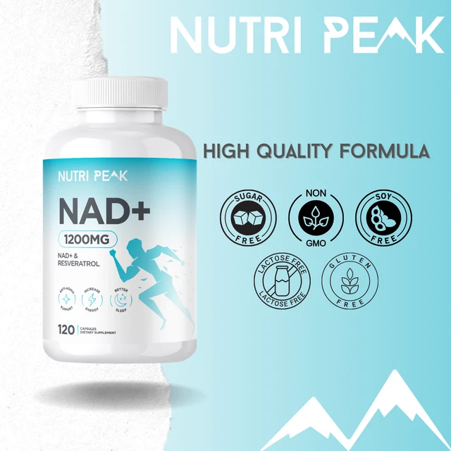 NAD SUPPLEMENT 1200MG Max Strength 120 Capsules Raise NMN Levels ...