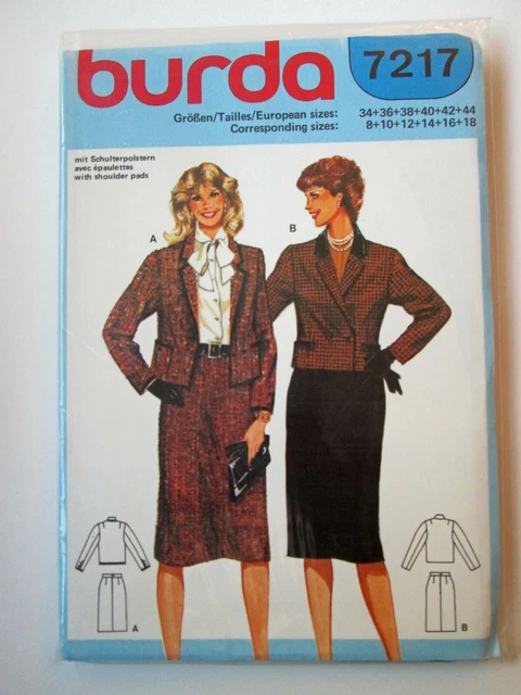 NEW VINTAGE BURDA Sewing Pattern Suit Jacket Skirt Set Pencil Blazer ...
