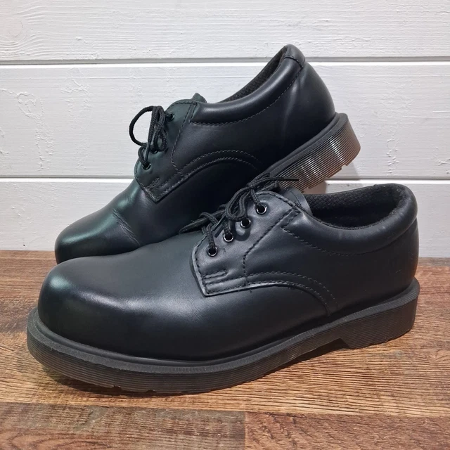 DR MARTENS BLACK Leather Industrial Steel Toe Safety Shoes Boots - UK ...