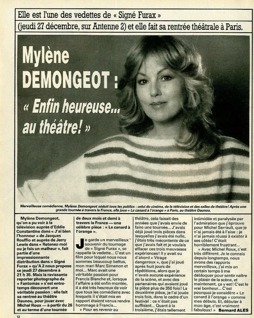 COUPURE DE PRESSE Clipping 1984 Mylène Demongeot (1 page) EUR 3,00 - PicClick FR