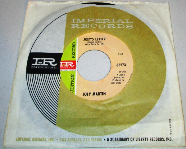 JOEY MARTIN - Joey's Letter/Joey's Prayer - Used Vinyl Record 7 ...