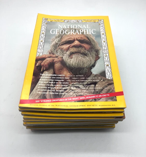NATIONAL GEOGRAPHIC MAGAZINES 1973 year Complete Set-12 Issues with 5 ...