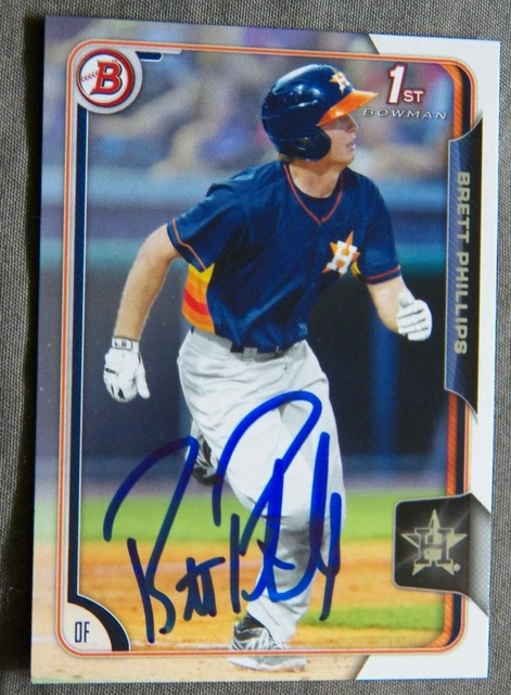 SIGNÉ BRETT PHILLIPS 2015 Bowman Auto 1ère carte Houston Astros EUR 22 ...