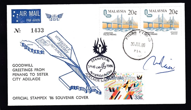 1986 STAMPEX DECIMAL STAMP COMMEMORATIVE COVER No.1433 SIGNED #D98 EUR ...