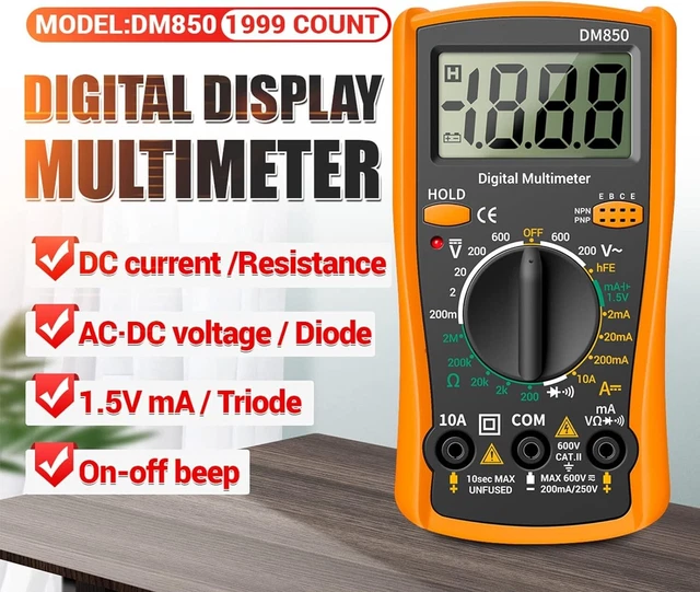 DIGITAL MULTIMETER AUTO AC/DC Voltage Tester Ohm Current Meter Ammeter ...