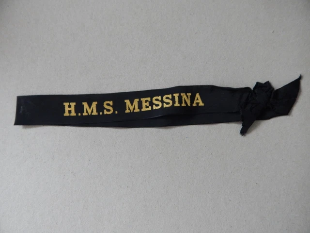 BRITISH ROYAL NAVY HMS Messina Ship's Cap Tally HF £16.00 - PicClick UK
