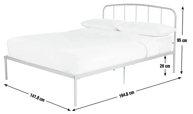 FREJA DOUBLE METAL Bed Frame Silver Durable Construction Long Lasting £ ...