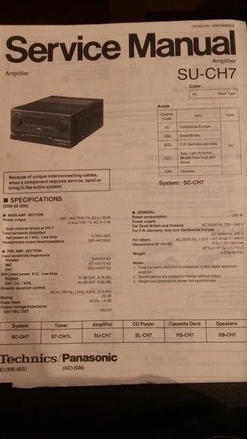 ORIGINAL SERVICE MANUAL Technics Amplifier SU-CH7 EUR 12,50 - PicClick DE