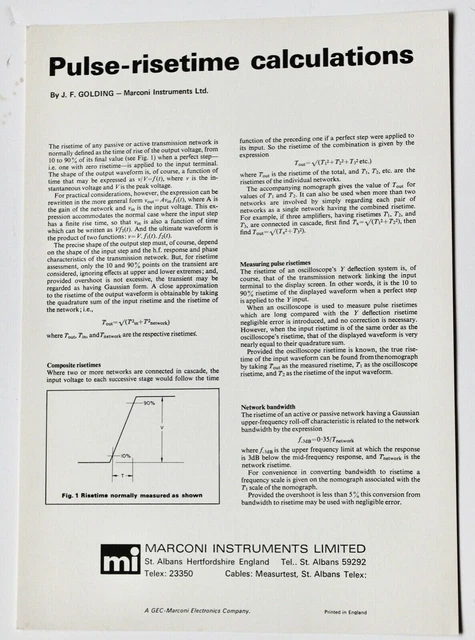 NOMOGRAM CHART FOR Square Wave Testing Of R C Coupled Amps - Marconi ...