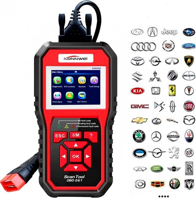 OBD2 SCANNER CODE Reader KONNWEI KW850 Professional OBD II Automotive ...