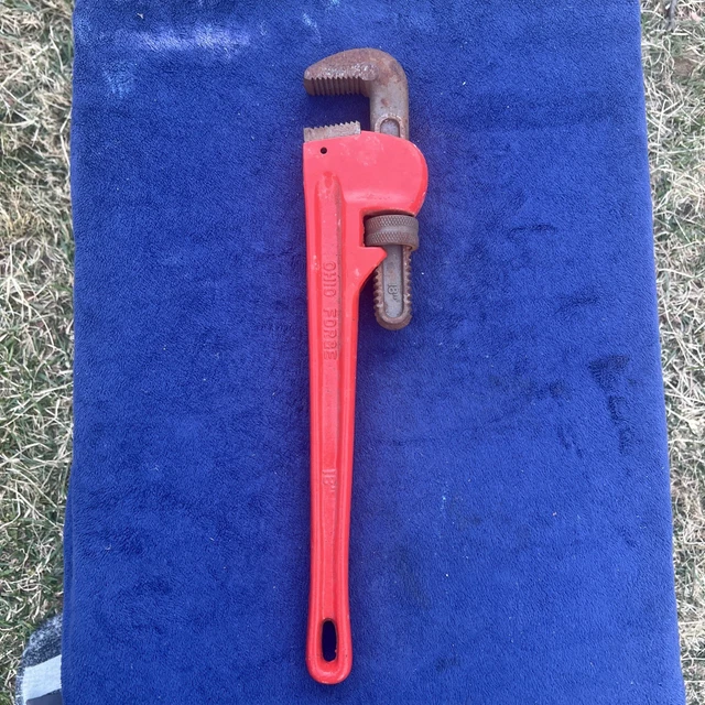VINTAGE 18” OHIO Forge Pipe Wrench Adjustable Heavy Duty Plumbing $20. ...