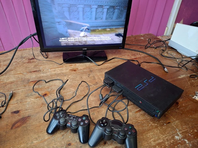 SONY PLAYSTATION PS2 Black Console (SCPH-30003R) With 2 x Controllers ...