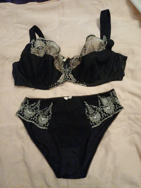 FANTASIE BRA AND Knickers Set Size 30F /S Black with Black and White ...