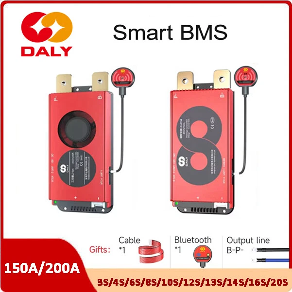 DALY SMART BMS Lifepo4 Li-ION Board 3S-20S 150A 200A Bluetooth BMS w ...
