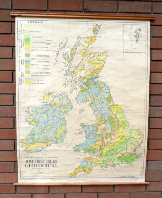 VINTAGE BRITISH ISLES. School Geological Wall Map/ Chart. £95.00 ...