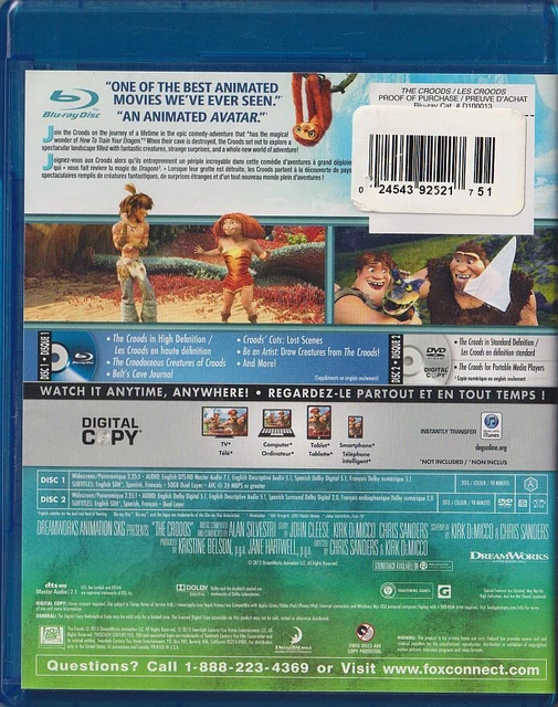 THE CROODS (BLU-RAY/DVD 2-Disc Set, 2013, Canadian, Widescreen ...