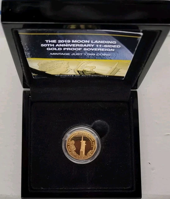 THE 2019 MOON Landing 50th Anniversary 11-Sided Gold Proof Sovereign ...
