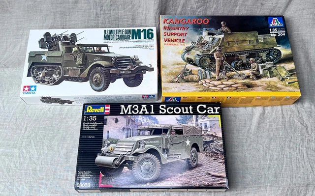 1:35 KONVOLUT US Army M3A1 M16 M7 Priest Tamiya Revell Model Kit ...