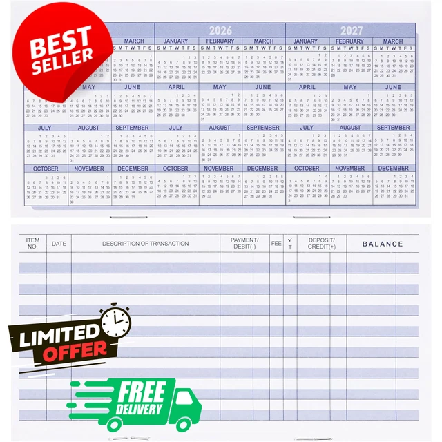 20 Check Registers For Personal Checkbook Free 20-Pack Personal ...