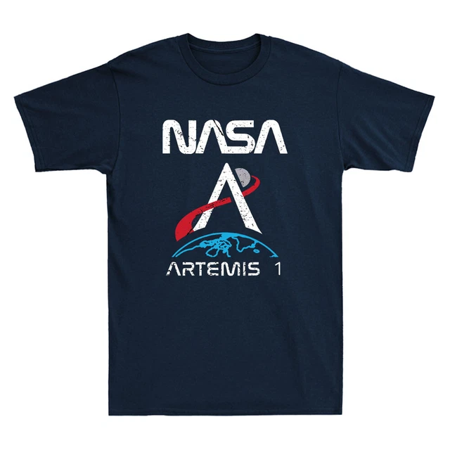 T-SHIRT UOMO NASA Space Launch System SLS Artemis 1 logo retrò nera blu ...
