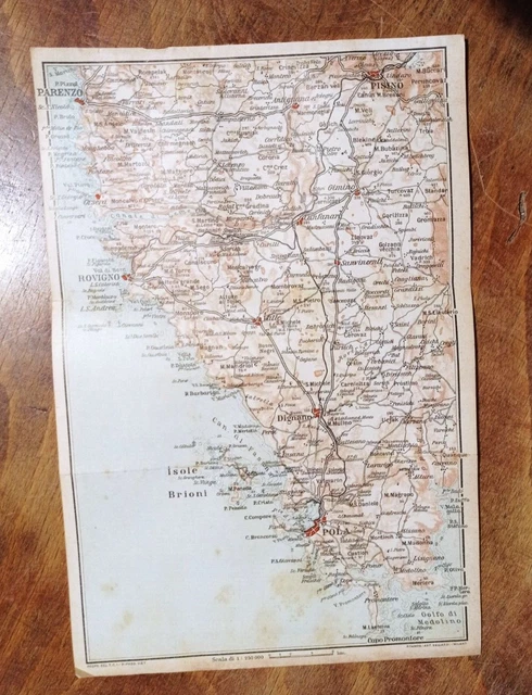 ANTICA STAMPA MAPPA ISTRIA POLA DIGNANO ROVIGNO PARENZO ORSERA PISINO ...