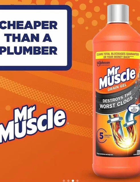MR. MUSCLE DRAIN Gel Unblocker and Sink Drain Cleaner 2 Pack, 500ml ...