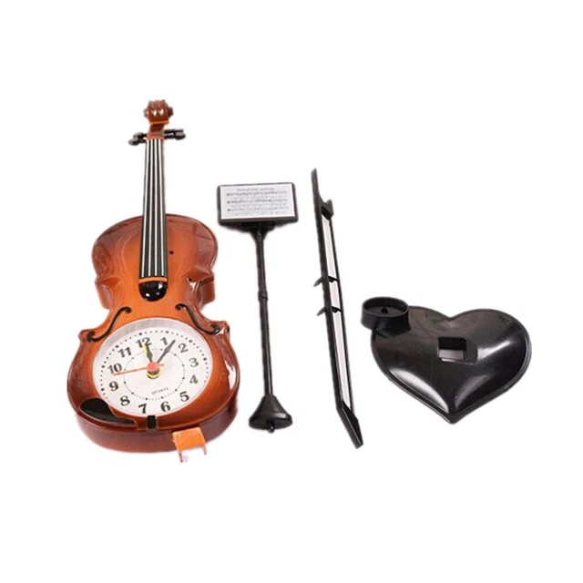 DESK CLOCK PLASTIC Violin Shape Creative Aalarm Clock Desk Ornament for ...