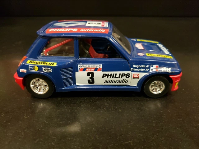 VINTAGE BBURAGO RENAULT 5 TURBO Philips Autoradio RALLYE CAR 1/24~ MADE ...