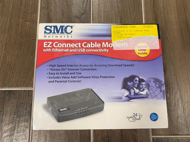 SMC8002CM NETWORKS EZ Connect Cable Modem With Ethernet/USB Sealed $39. ...