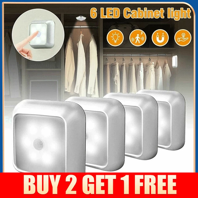 BATTERY OPERATED PIR Motion Sensor Magnetic 6LED Night Light Closet ...